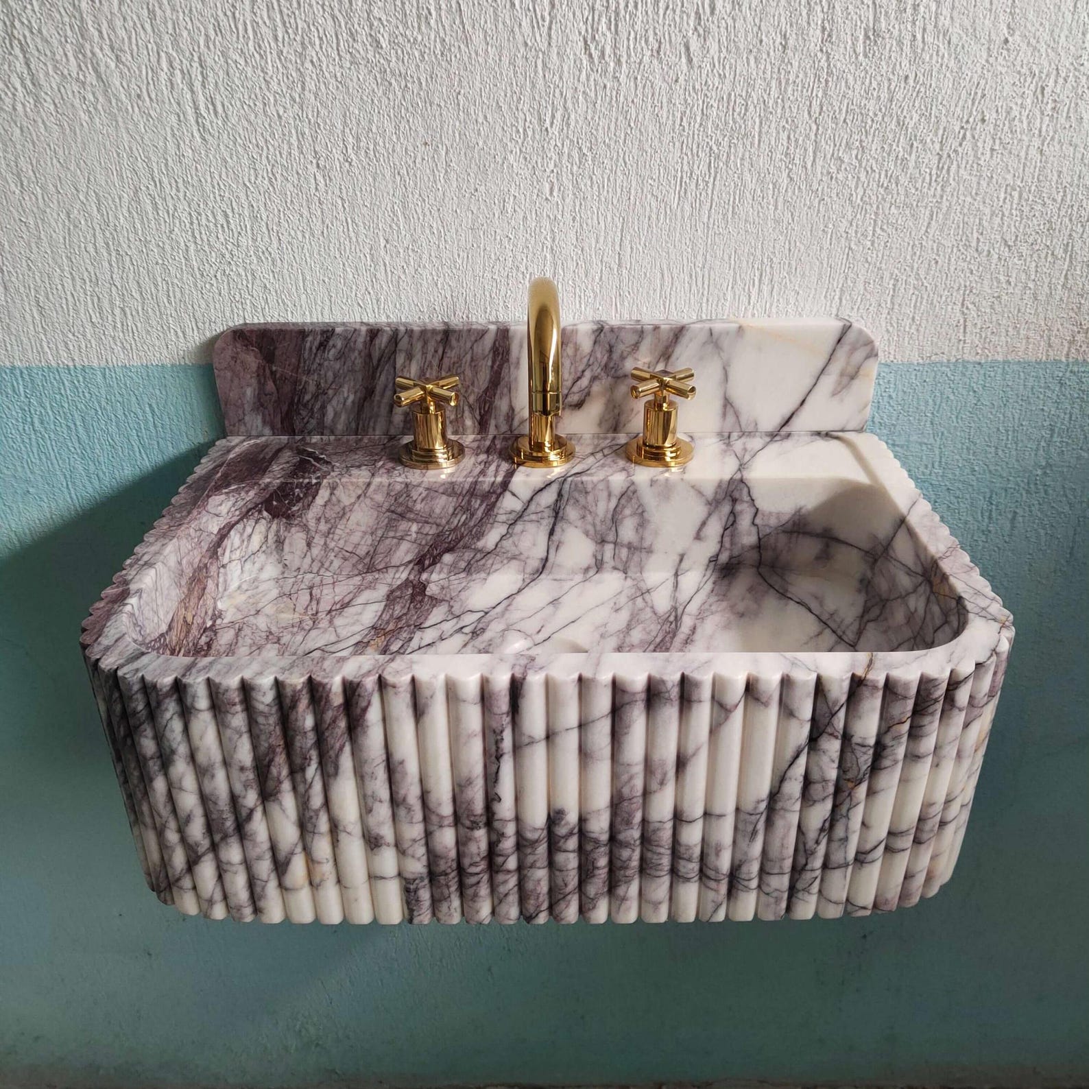 Lilac Marble Vanity, Farmhouse Sink, Bathroom Vanity With Sink, Marble ...