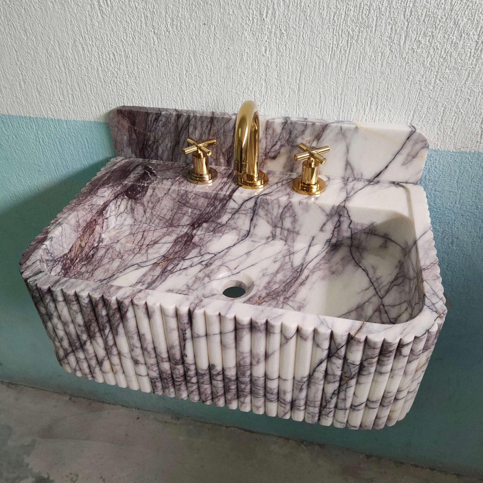 Lilac Marble Vanity, Farmhouse Sink, Bathroom Vanity With Sink, Marble ...