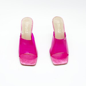 Vintage Y2K Mudd Hot Pink Lucite Slide Sandals - Etsy