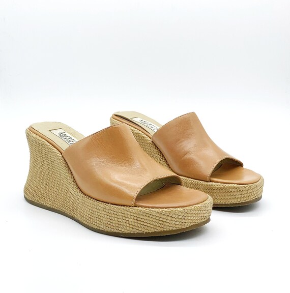 Vintage tan leather wedges - Gem