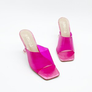 Vintage Y2K Mudd Hot Pink Lucite Slide Sandals - Etsy