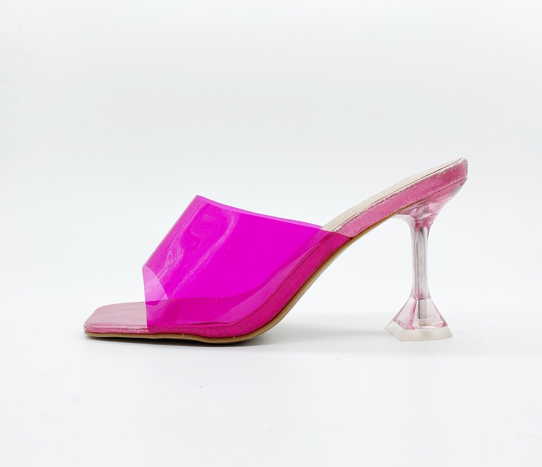 Vintage Y2K Mudd Hot Pink Lucite Slide Sandals - Etsy