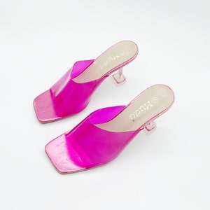 Vintage Y2K Mudd Hot Pink Lucite Slide Sandals - Etsy