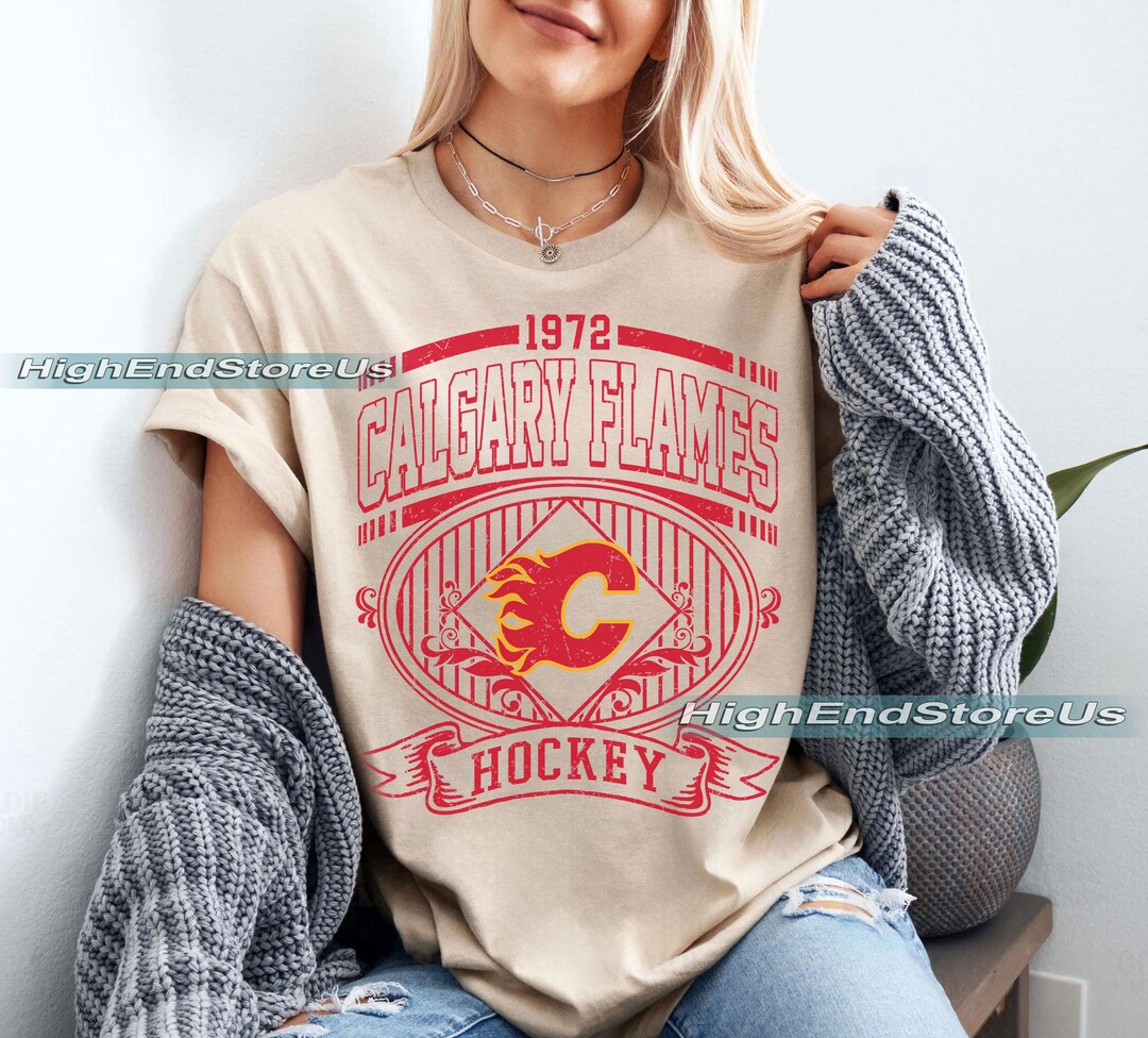 Calgary Flame Tshirt, Vintage Flame Tshirt, Calgary Hockey Fan Shirt ...