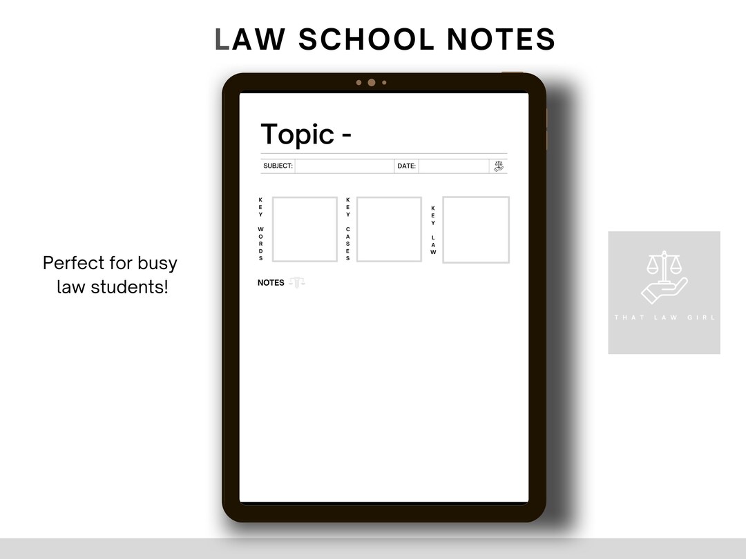 Law School Notes PDF Instant Download Fillable Template for Law ...