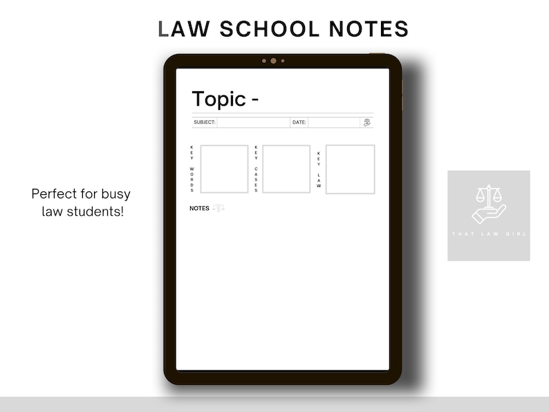 Law School Notes PDF Instant Download Fillable Template for Law ...