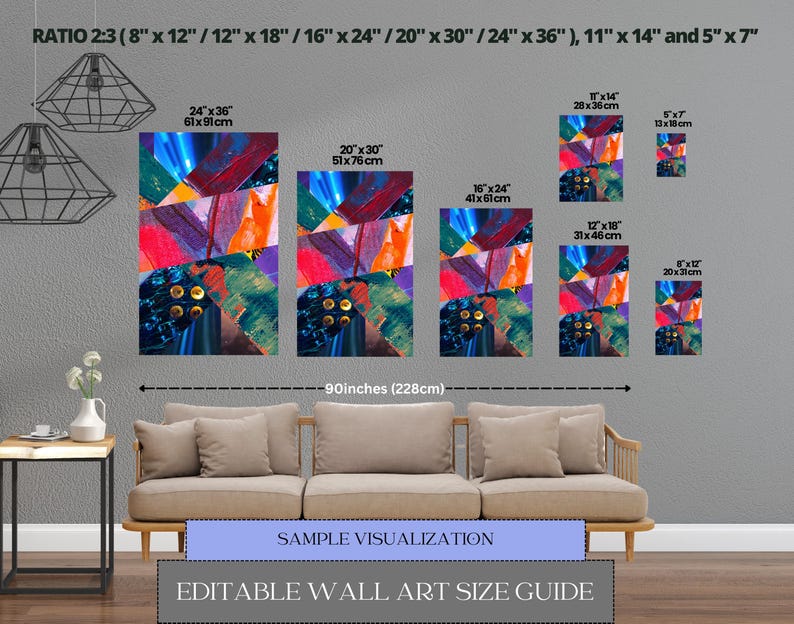 Wall Art Size Guide, Wall Display Guide, Frame Aspect Ratio, Two Sets ...