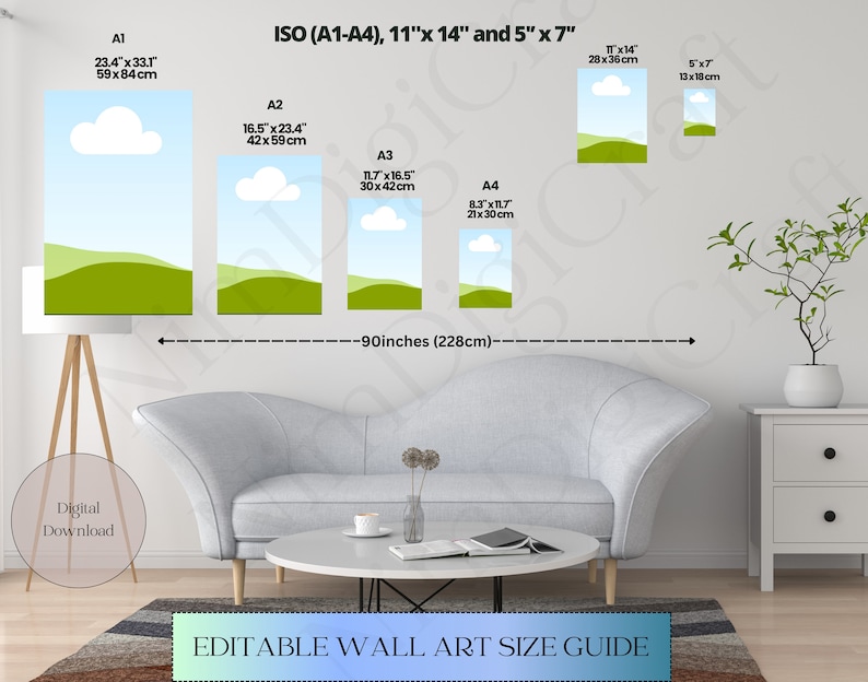 Wall Art Size Guide, Wall Display Guide, Frame Aspect Ratio, Two Sets ...