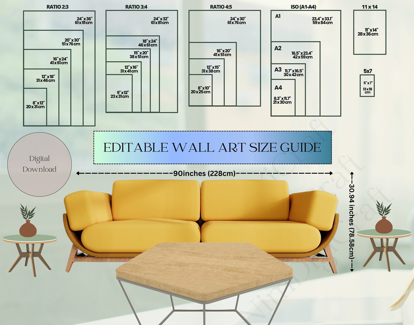 Wall Art Size Guide, Wall Display Guide, Frame Aspect Ratio, Print Size ...