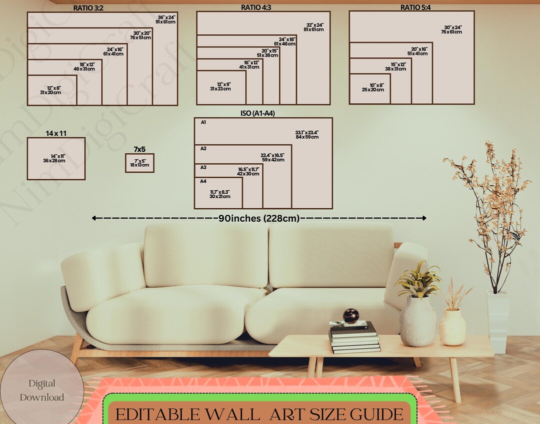 Wall Art Size Guide, Wall Display Guide, Frame Aspect Ratio, Print Size ...