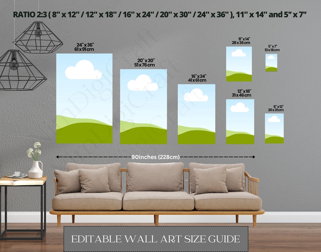 Wall Art Size Guide, Wall Display Guide, Frame Aspect Ratio, Two Sets ...