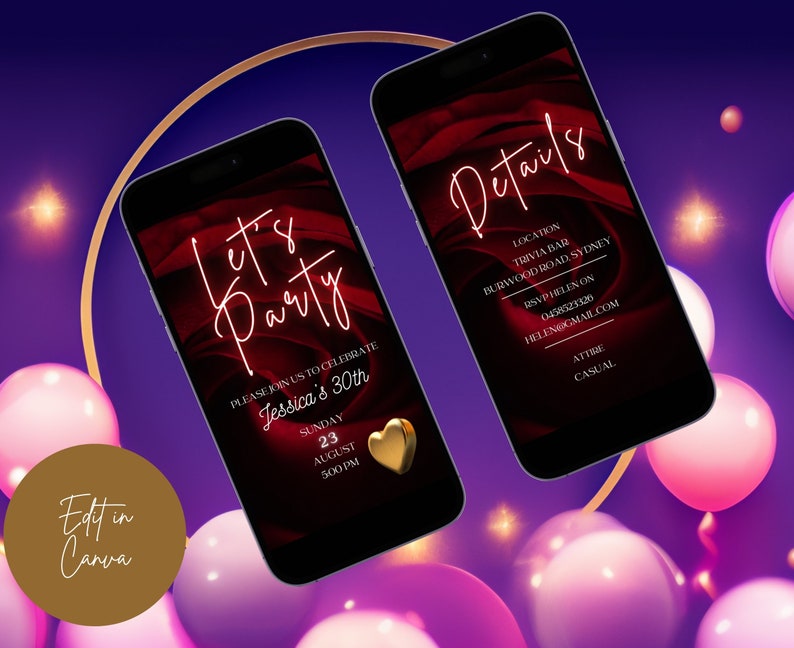 Digital Birthday Dinner Invitation, Digital Birthday Party Invite ...