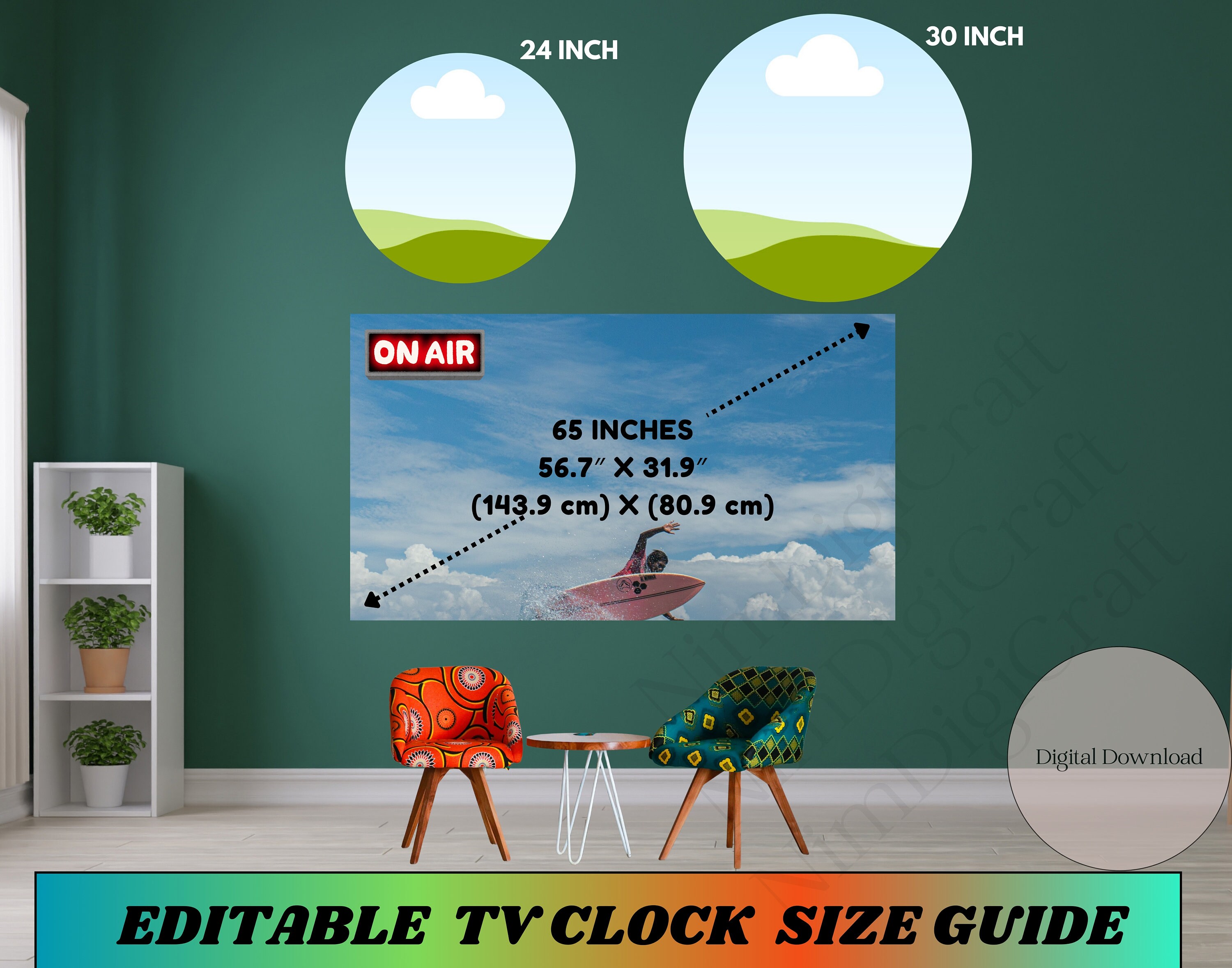 Wall Clock Size Guide, Wall Display Guide, Clock Television Aspect ...