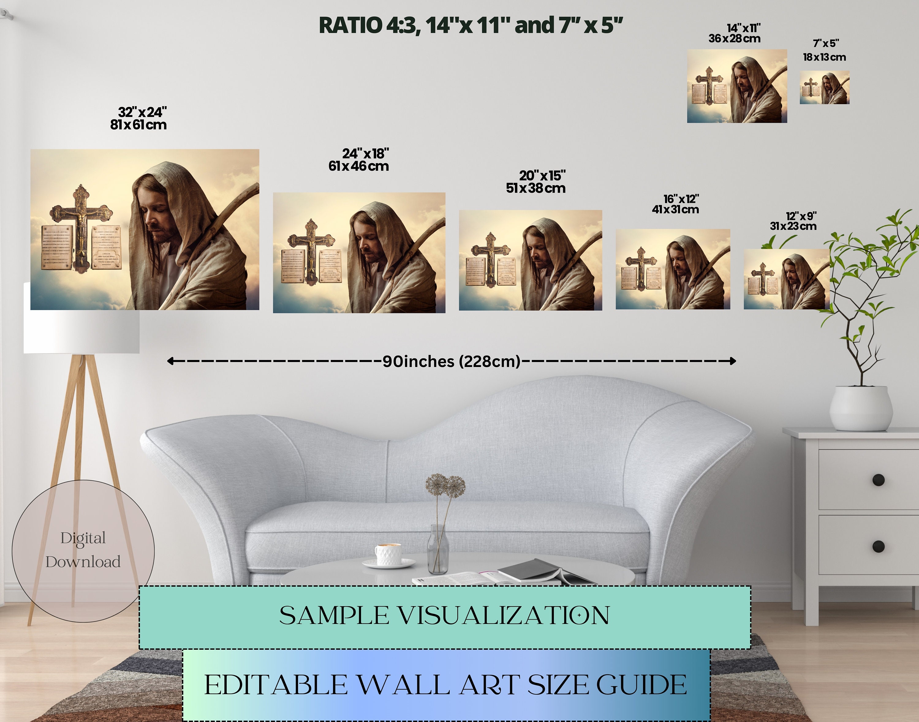 Wall Art Size Guide, Wall Display Guide, Frame Aspect Ratio, Two Sets ...