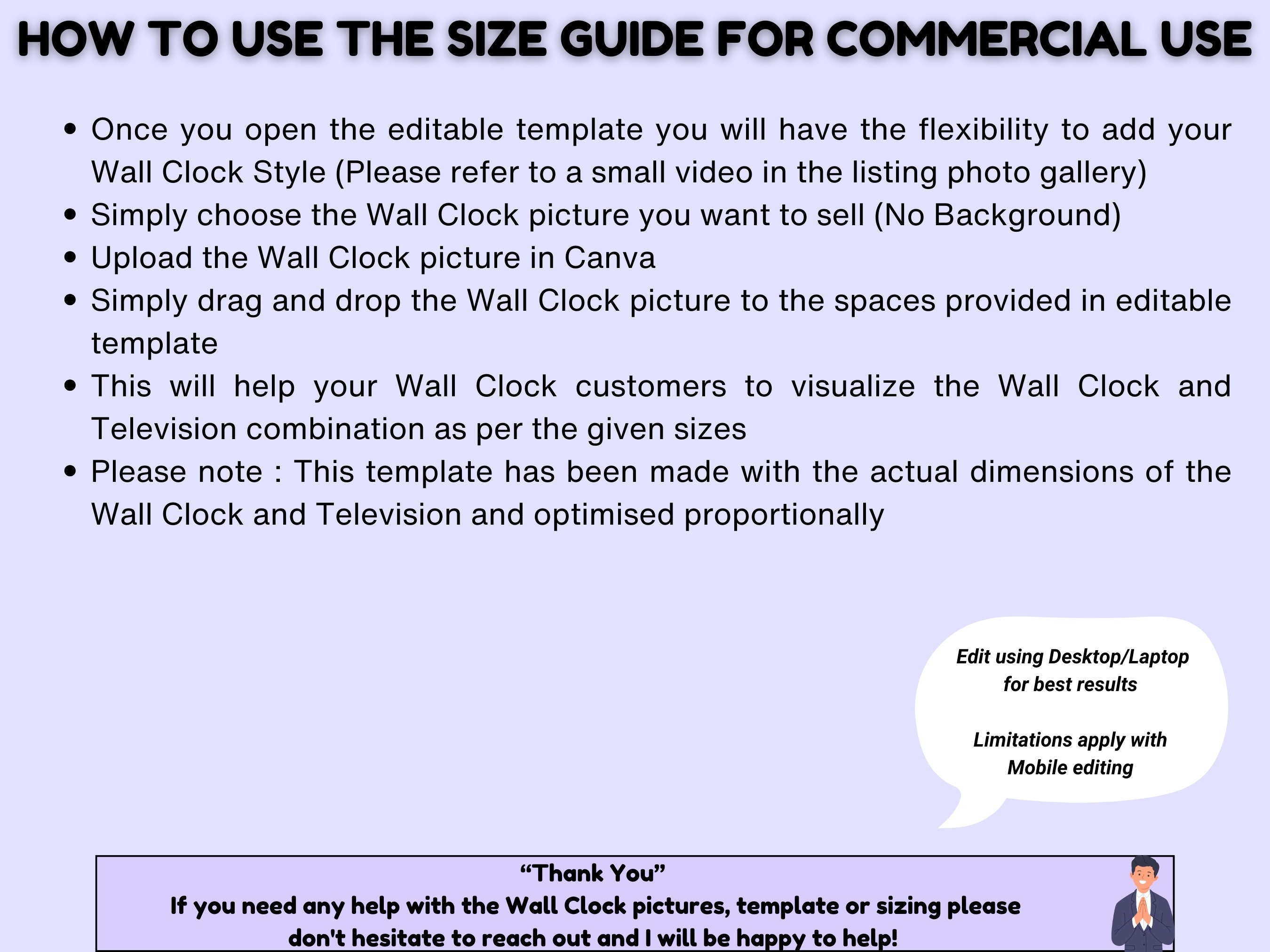 Wall Clock Size Guide, Wall Display Guide, Clock Television Aspect ...