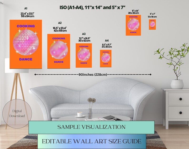 Wall Art Size Guide, Wall Display Guide, Frame Aspect Ratio, Two Sets ...