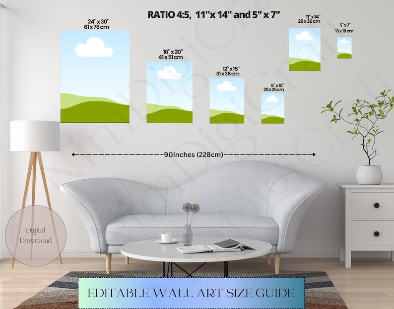 Wall Art Size Guide, Wall Display Guide, Frame Aspect Ratio, Two Sets ...