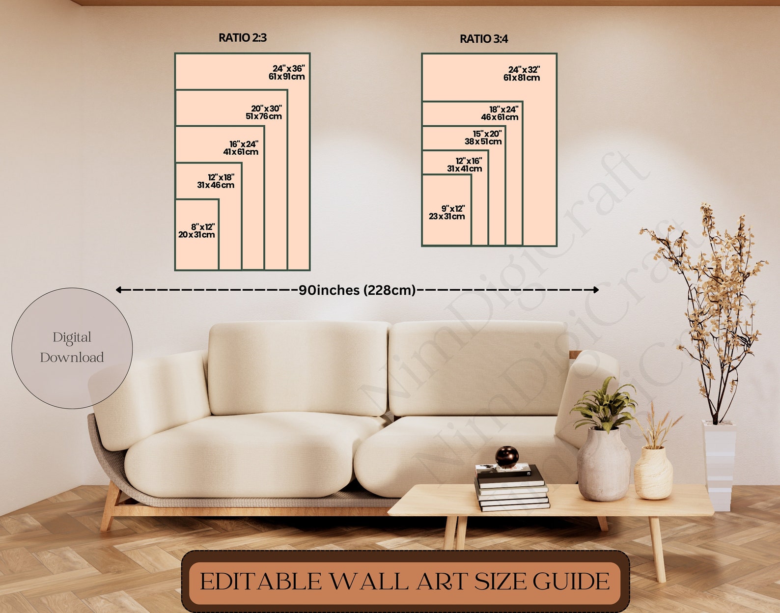 Wall Art Size Guide, Wall Display Guide, Frame Aspect Ratio, Print Size ...