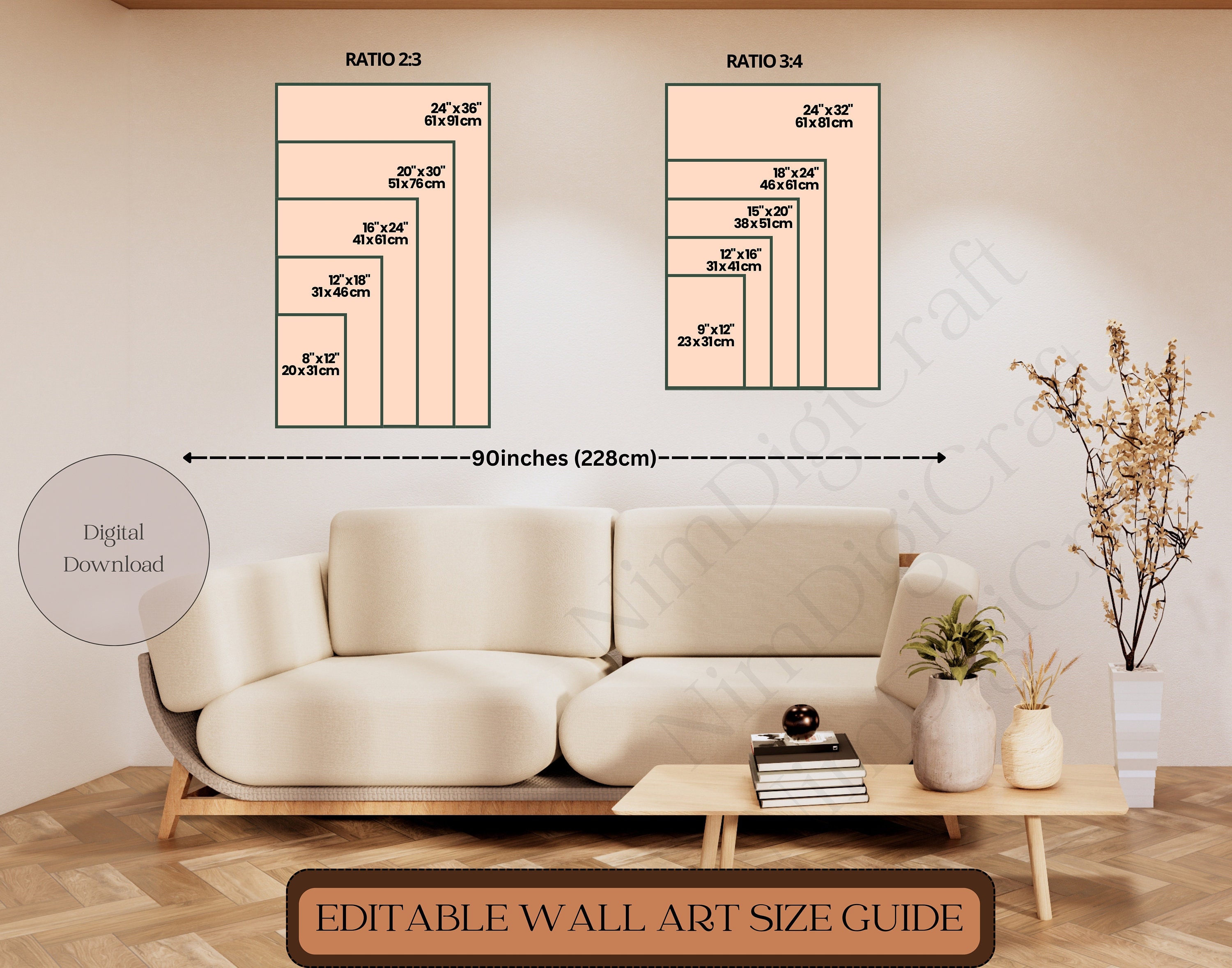Wall Art Size Guide, Wall Display Guide, Frame Aspect Ratio, Print Size Guide, Poster Size Chart ...