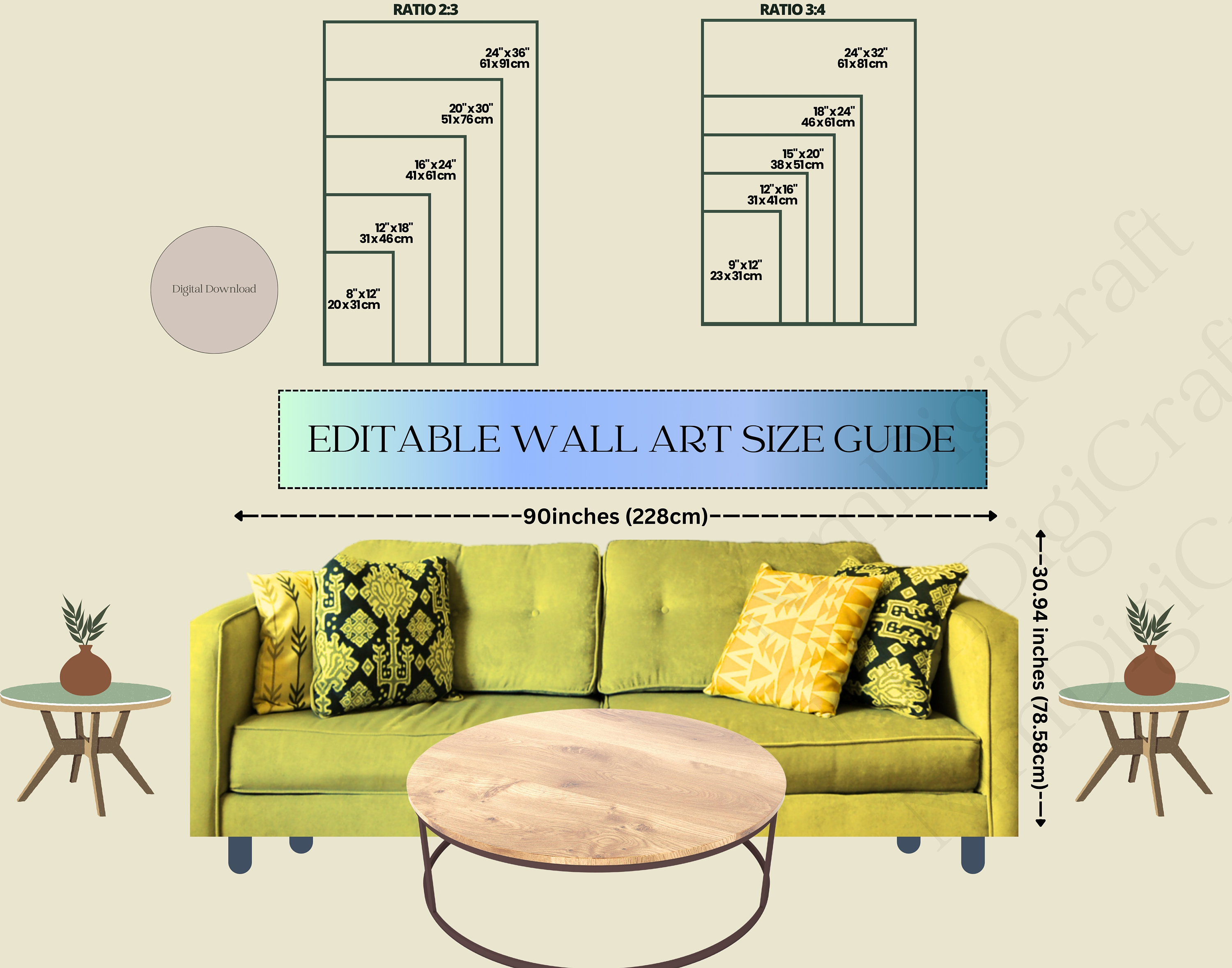 Wall Art Size Guide, Wall Display Guide, Frame Aspect Ratio, Print Size ...