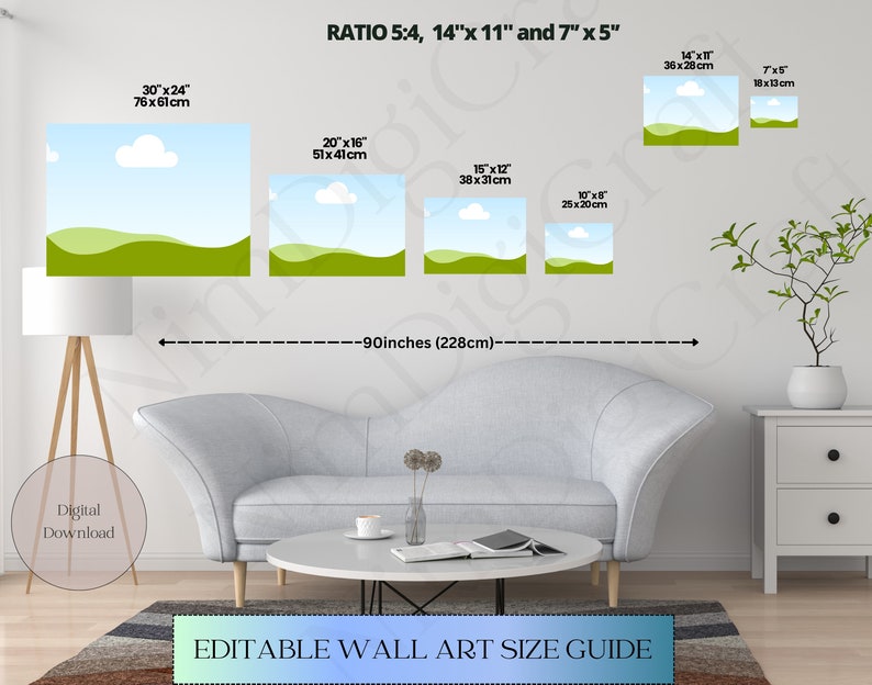 Wall Art Size Guide, Wall Display Guide, Frame Aspect Ratio, Two Sets ...