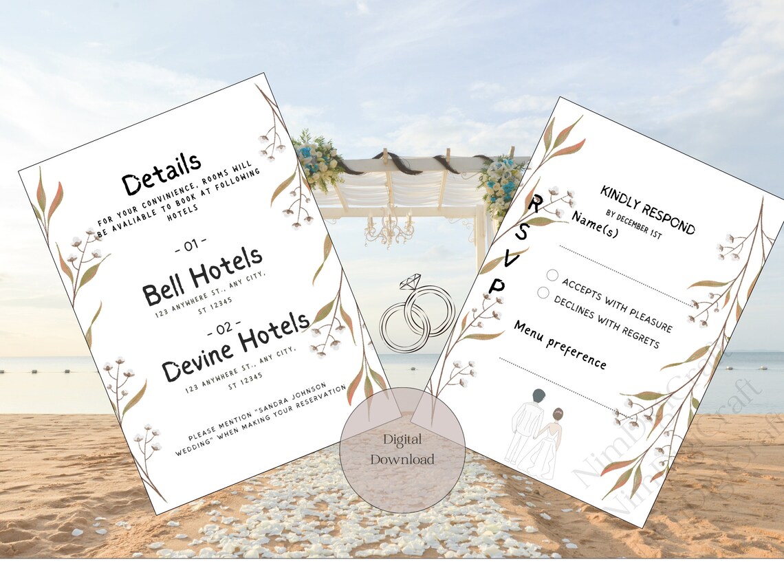 Wedding Invitation Template Set , Bride and Groom Invitation Template ...