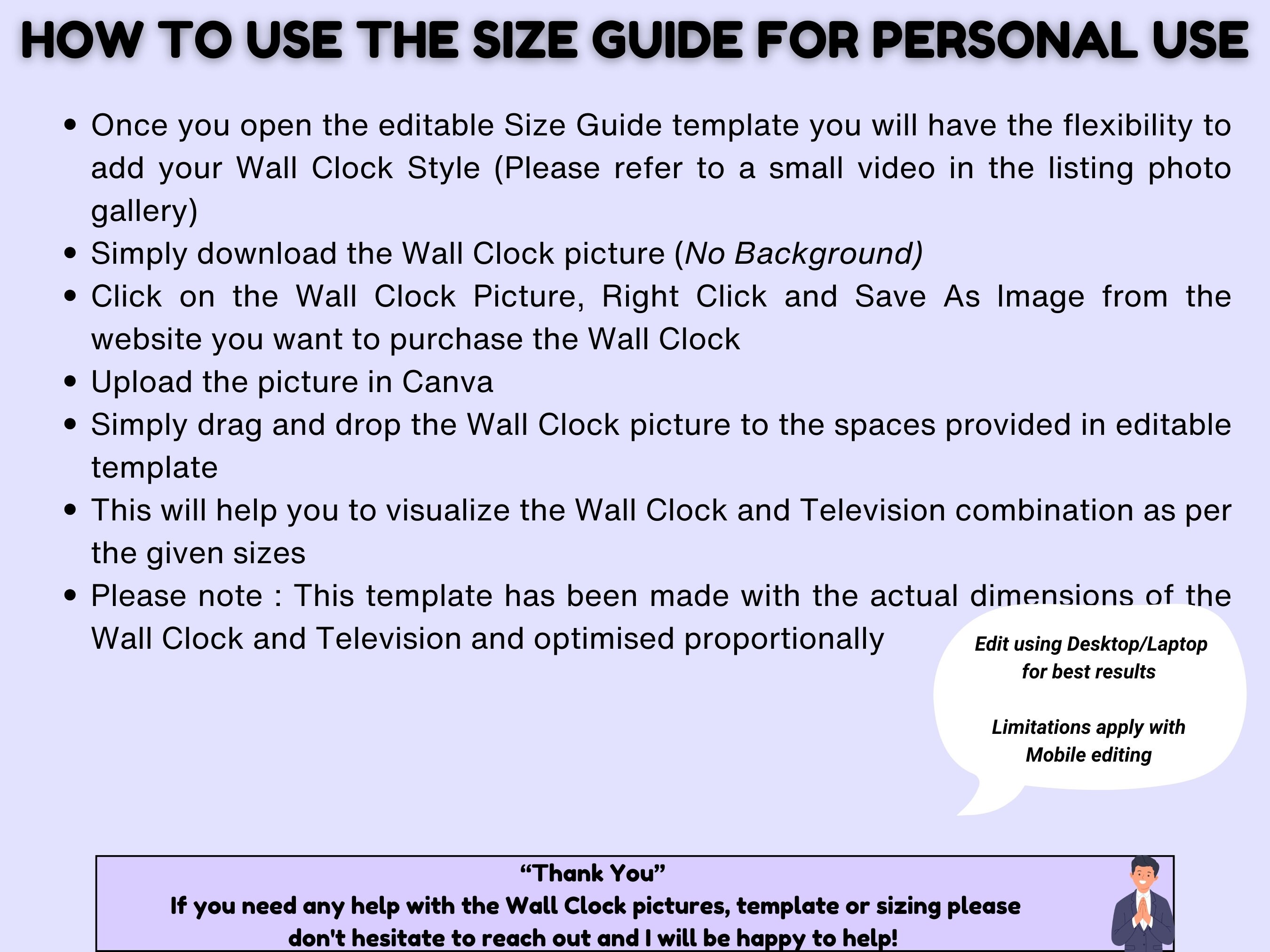 Wall Clock Size Guide, Wall Display Guide, Clock Television Aspect ...