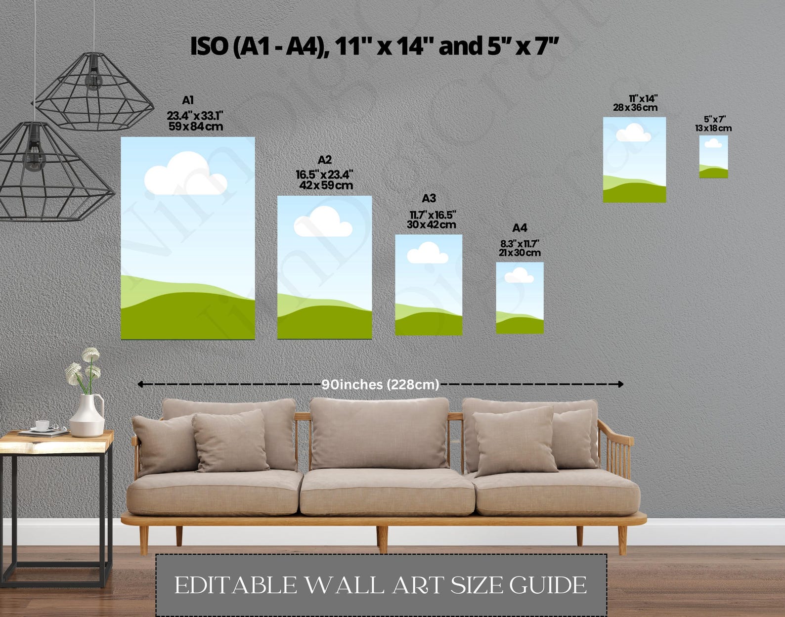 Wall Art Size Guide, Wall Display Guide, Frame Aspect Ratio, Two Sets ...