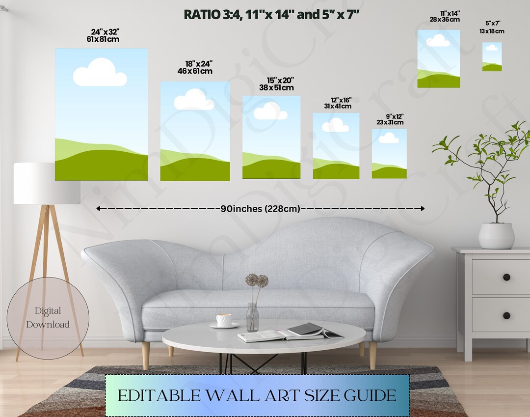 Wall Art Size Guide, Wall Display Guide, Frame Aspect Ratio, Two Sets ...