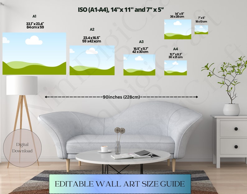 Wall Art Size Guide, Wall Display Guide, Frame Aspect Ratio, Two Sets ...