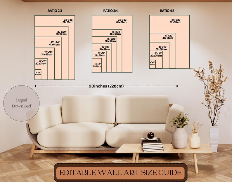 Wall Art Size Guide, Wall Display Guide, Frame Aspect Ratio, Print Size ...