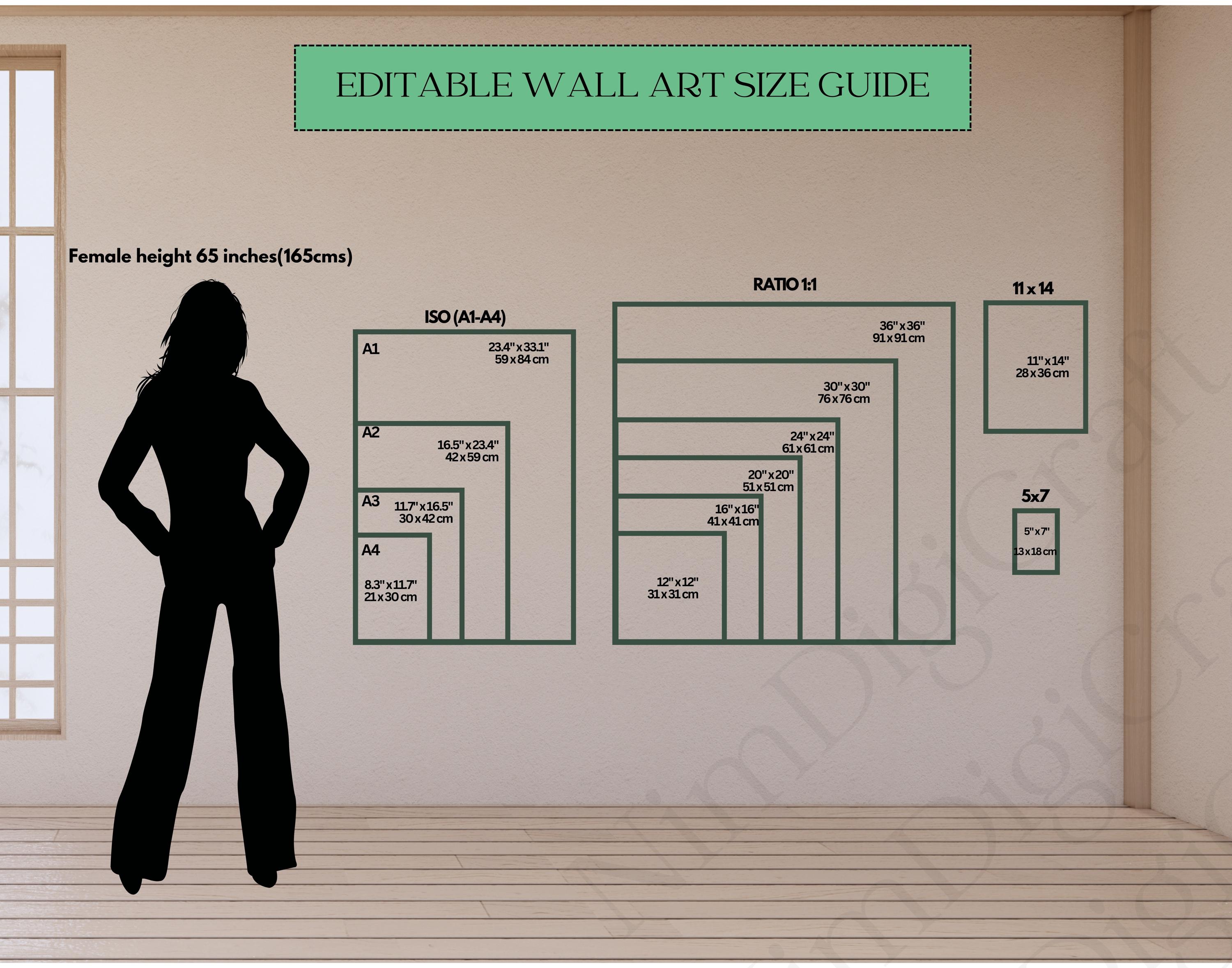 Wall Art Size Guide, Wall Display Guide, Frame Aspect Ratio, Print Size Guide, Poster Size Chart ...