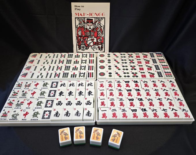 Vintage Mahjong Game Set: Two-tone Tiles, Case & Accessories - Etsy