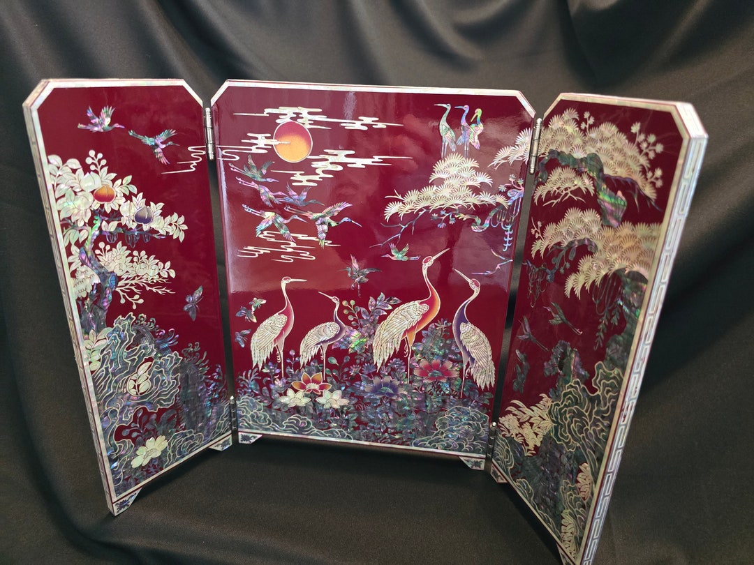 Mother of Pearl Inlayed Mini Folding Screen/table Divider - Etsy