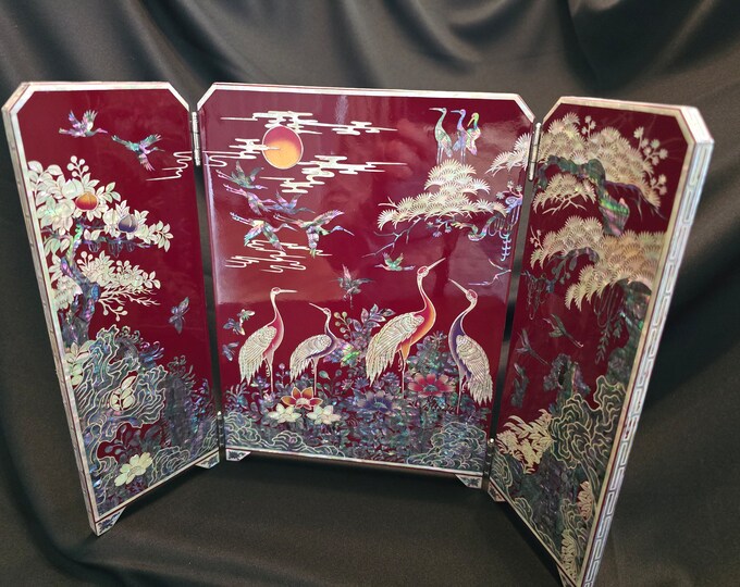 Mother of Pearl Inlayed Mini Folding Screen/table Divider - Etsy
