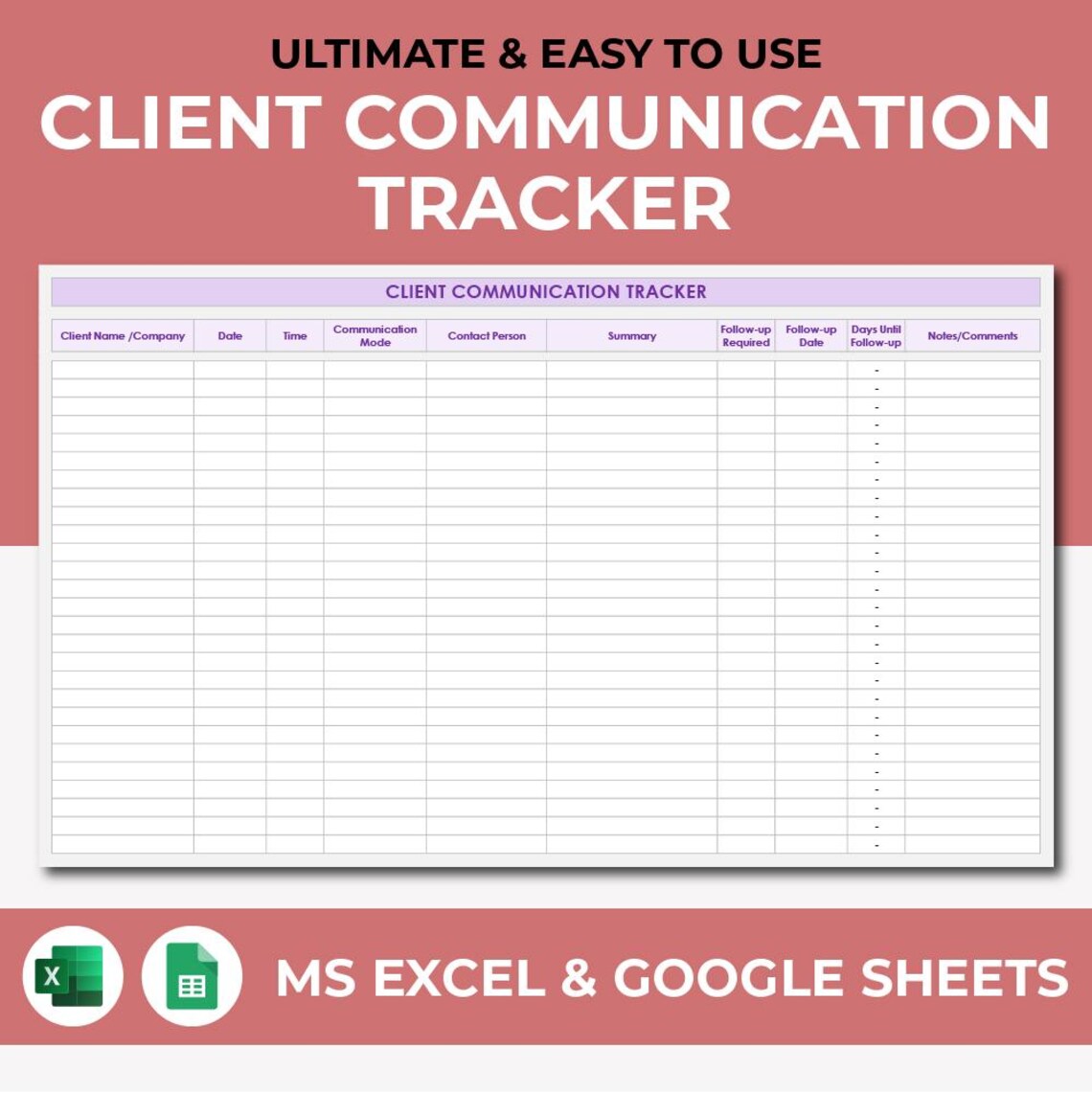 Client Communication Tracker Template, Customer Communication Log ...