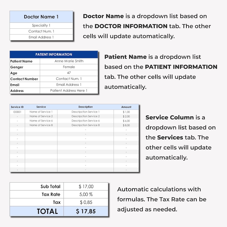 Healthcare Invoice Generator, Medical Billing Form, Doctor Payment ...