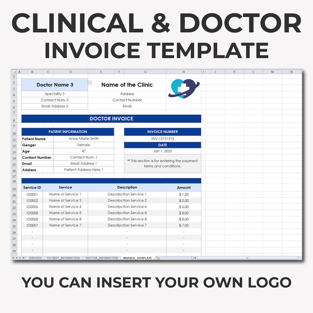 Healthcare Invoice Generator, Medical Billing Form, Doctor Payment ...