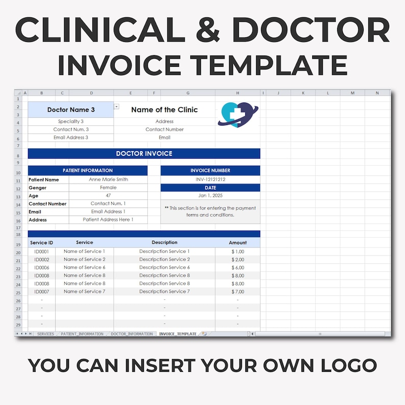 Healthcare Invoice Generator, Medical Billing Form, Doctor Payment ...