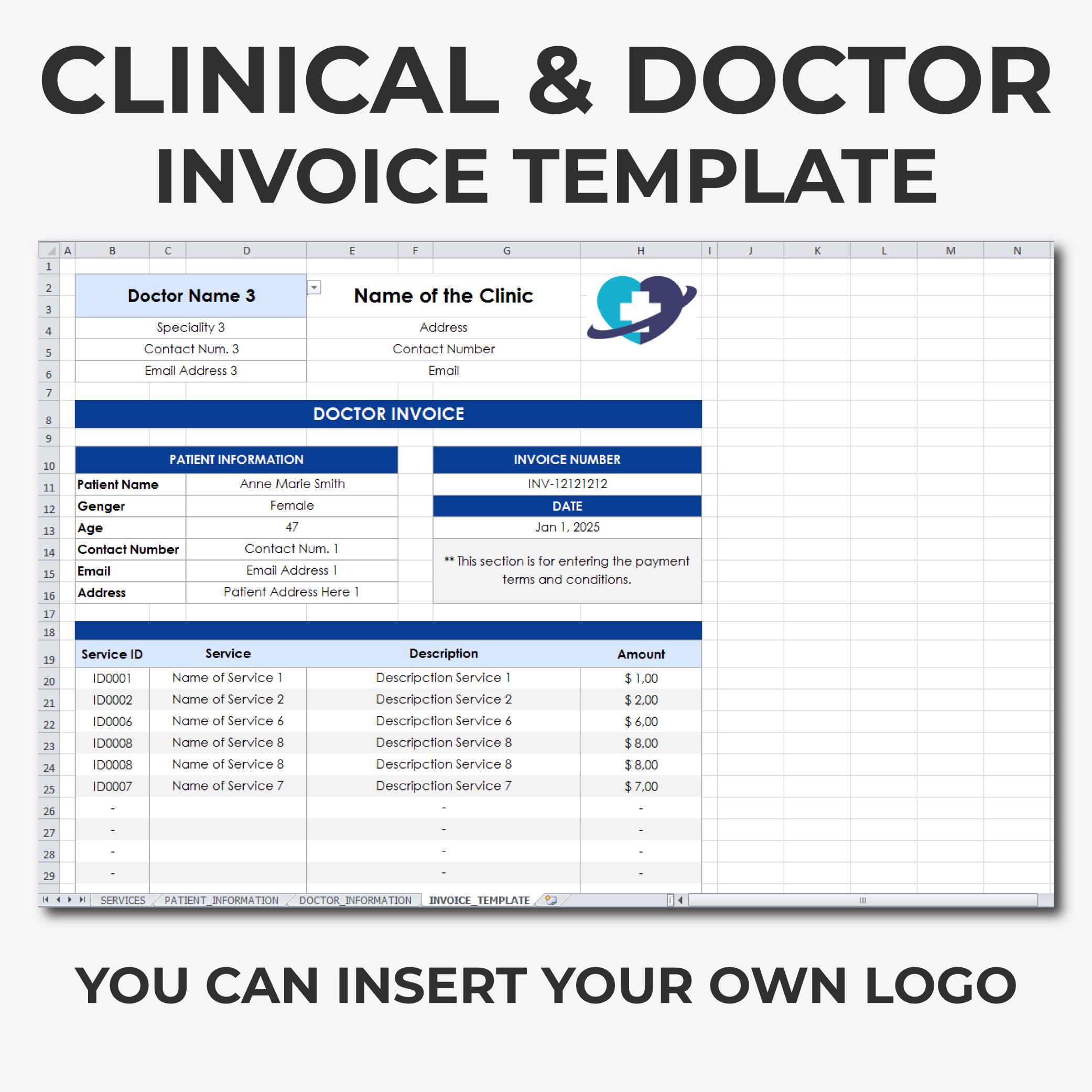 Healthcare Invoice Generator, Medical Billing Form, Doctor Payment ...