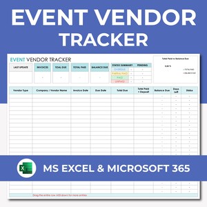 Event Vendor Payment Tracker| Event Bookkeeping Schedule |event ...