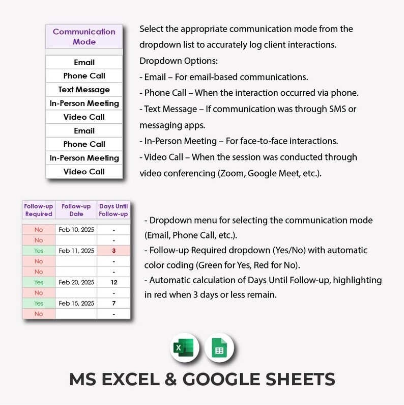 Client Communication Tracker Template, Customer Communication Log Template, Excel & Google ...