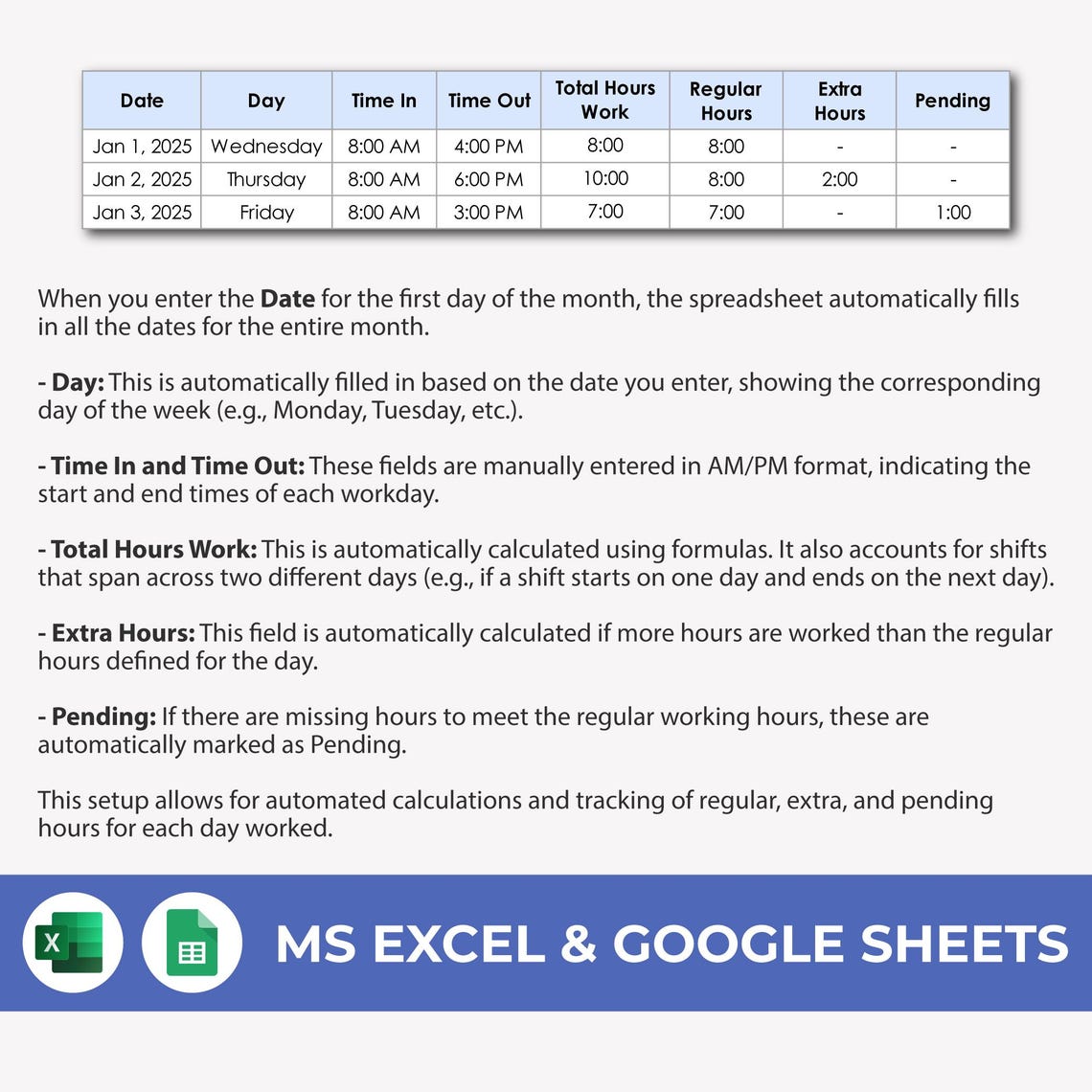 Work Timesheet & Salary Calculation With Hourly Rate | Payroll and Time ...