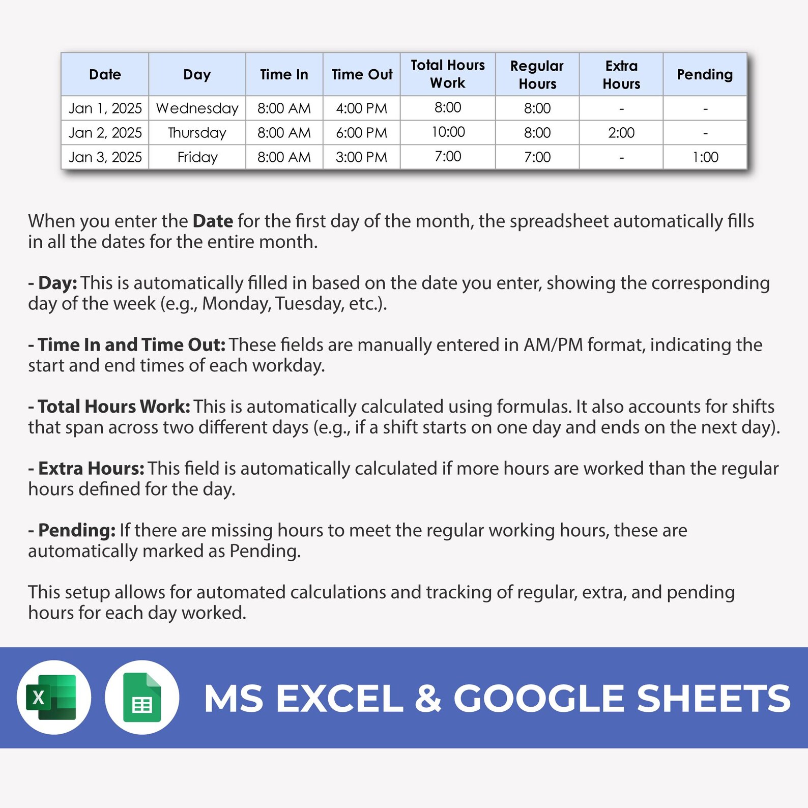 Work Timesheet & Salary Calculation With Hourly Rate | Payroll and Time ...