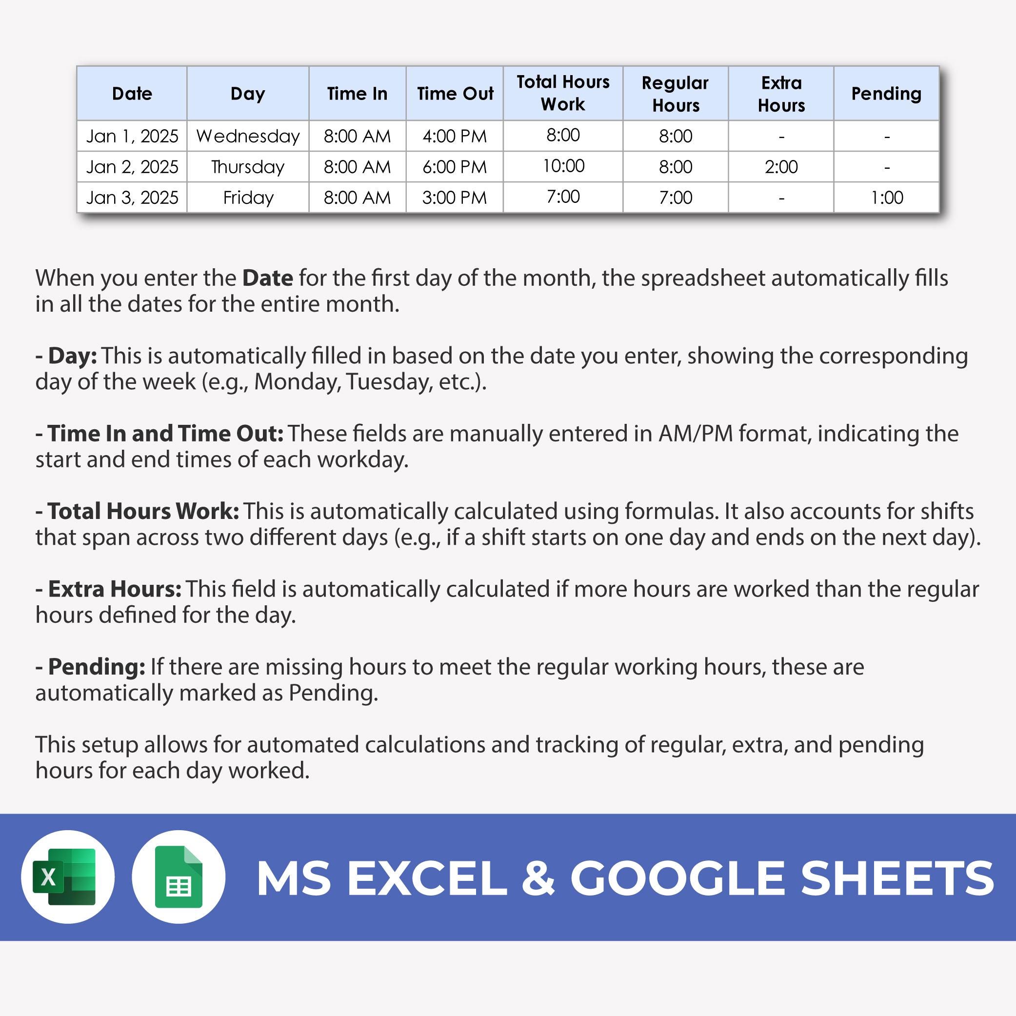 Work Timesheet And Salary Calculation With Hourly Rate Payroll And Time Tracking Employee Time