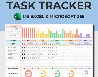 To Do List Tracker Template | Excel Spreadsheet | Monthly Weekly Daily ...
