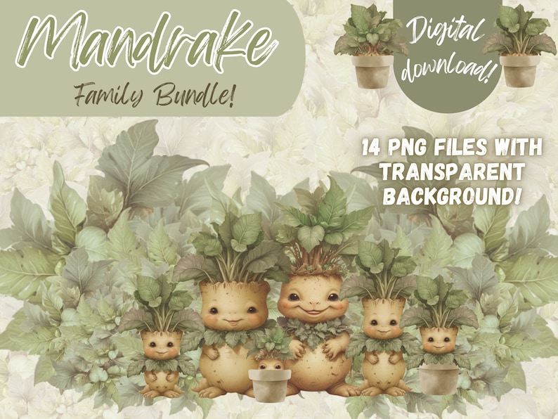 Mandrake Garden Family Pngs, Witch's Herbology Clipart, Magical Plant ...
