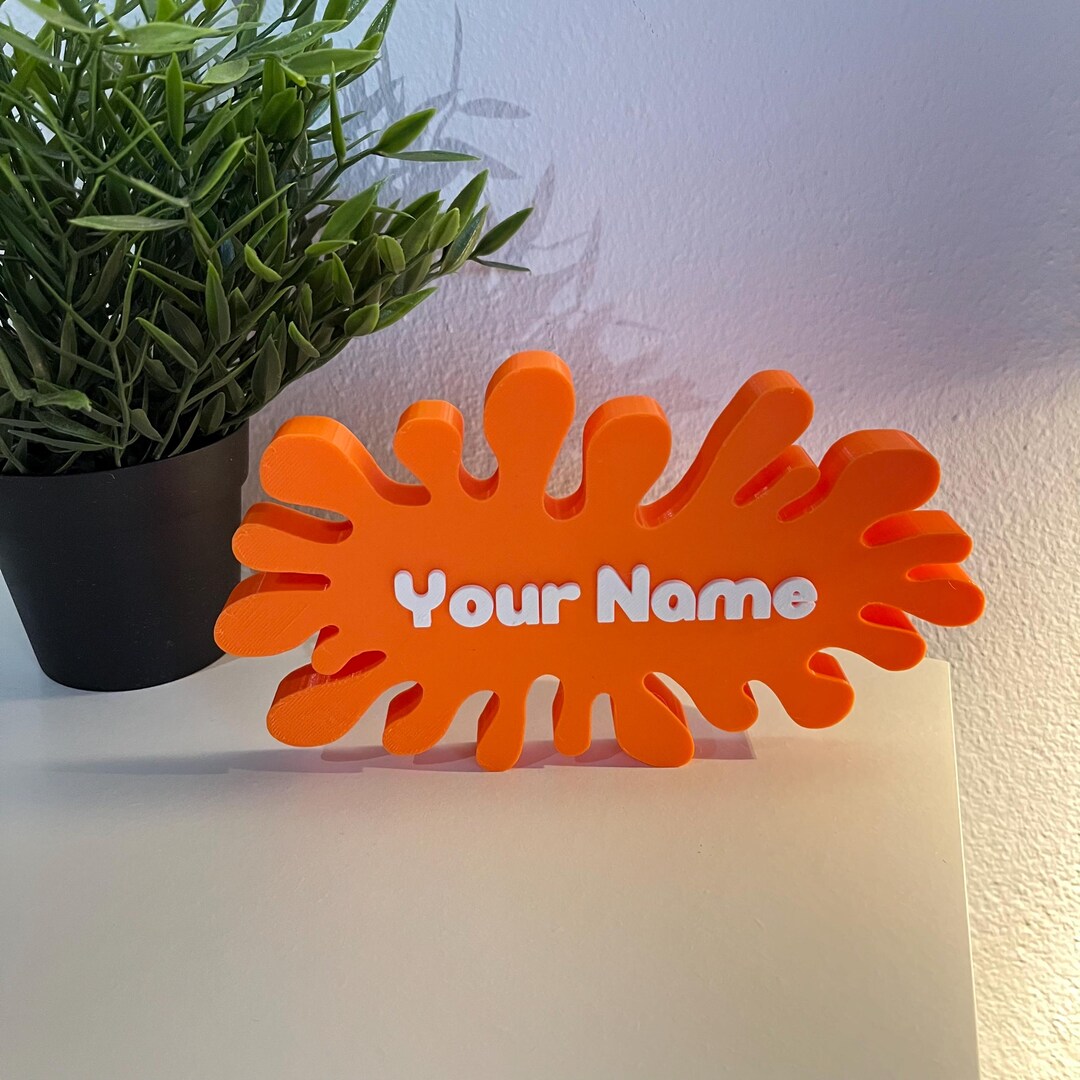 Nickelodeon Splat Personalized Name Sign | Custom 3D Printed Decor ...