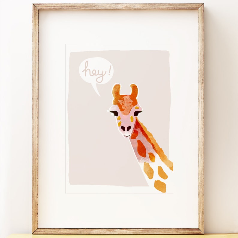 Hey Giraffe! Animal Wall Art for Kids Rooms or Nurseries - Etsy