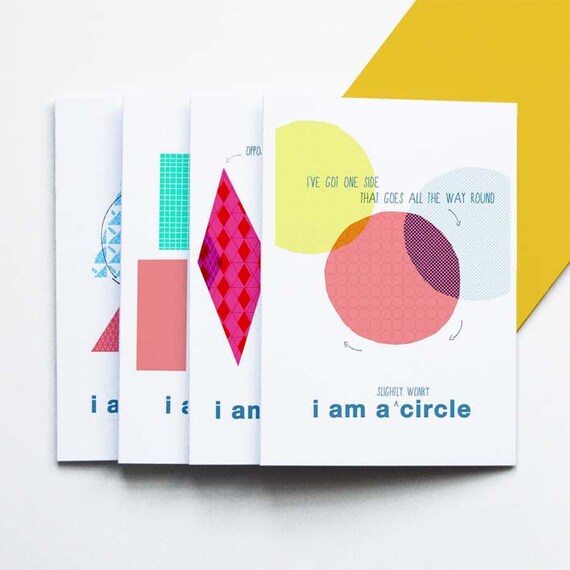 4 Illustrated 'I Am a Shape' Notecards. Shapes Card | Etsy